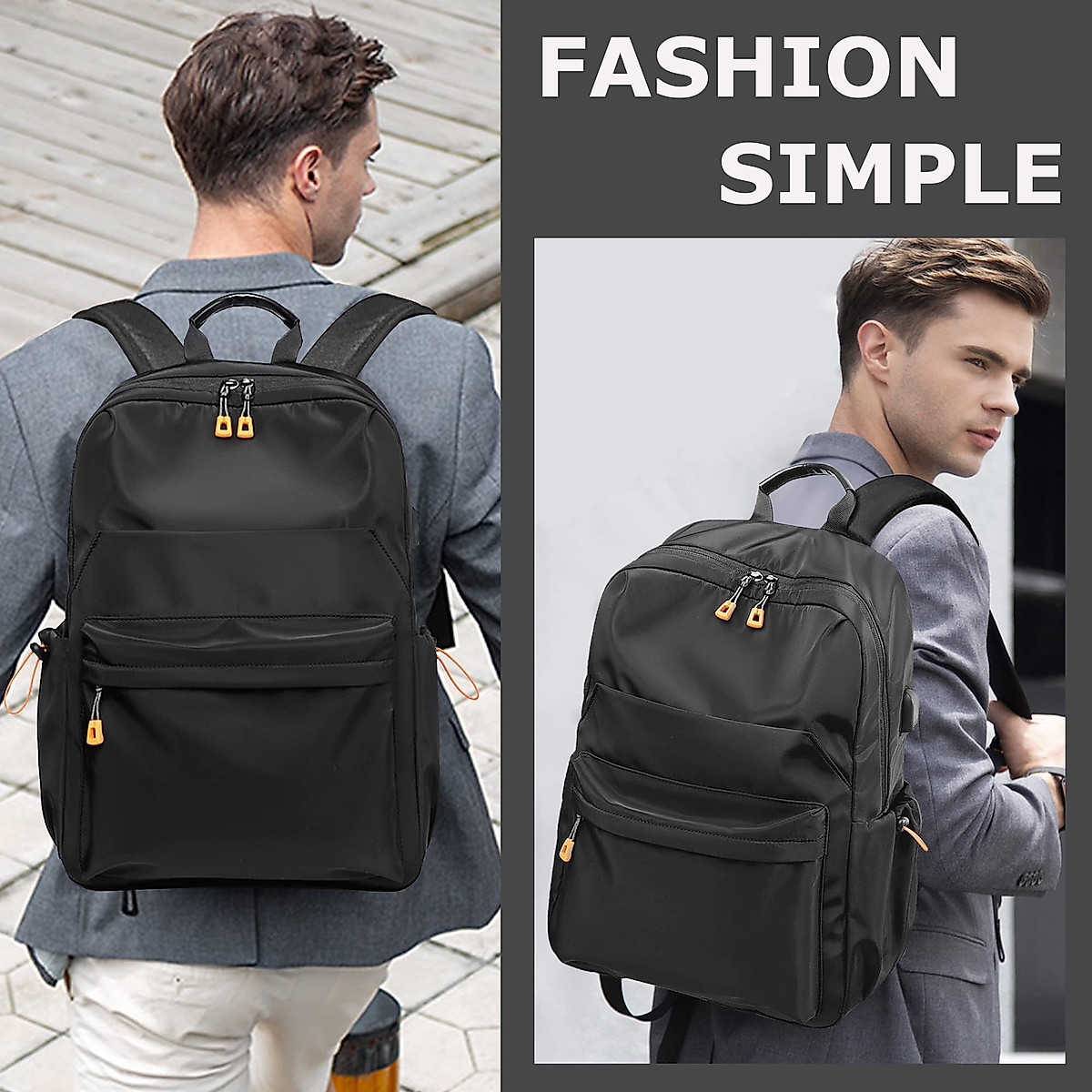 SARHLIO 17.7" Laptop Backpack for Men Women College Upgraded with Metal Zipper Bookbag with USB Charging Port Fits 15.6" Laptop Water Resistant Large Casual Daypack for School Travel Business (BPK20C)