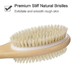 2PCS QUNCI Shower Brush Set - Double-Sided Brush Head for Wet or Dry Brushing, Bath Body Exfoliating Brush, Dry Skin Body Exfoliator&Lotion Applicator for Your Back