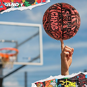AND1 Chaos Basketball: Official Regulation Size 7 (29.5 inches) Rubber Basketball - Deep Channel Construction Streetball, Made for Indoor Outdoor Games