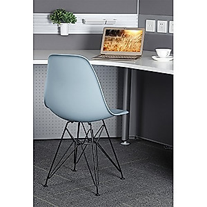 GIA Contemporary Armless Dining Chair, Qty of 2, Fog Seat with Black Metal Legs