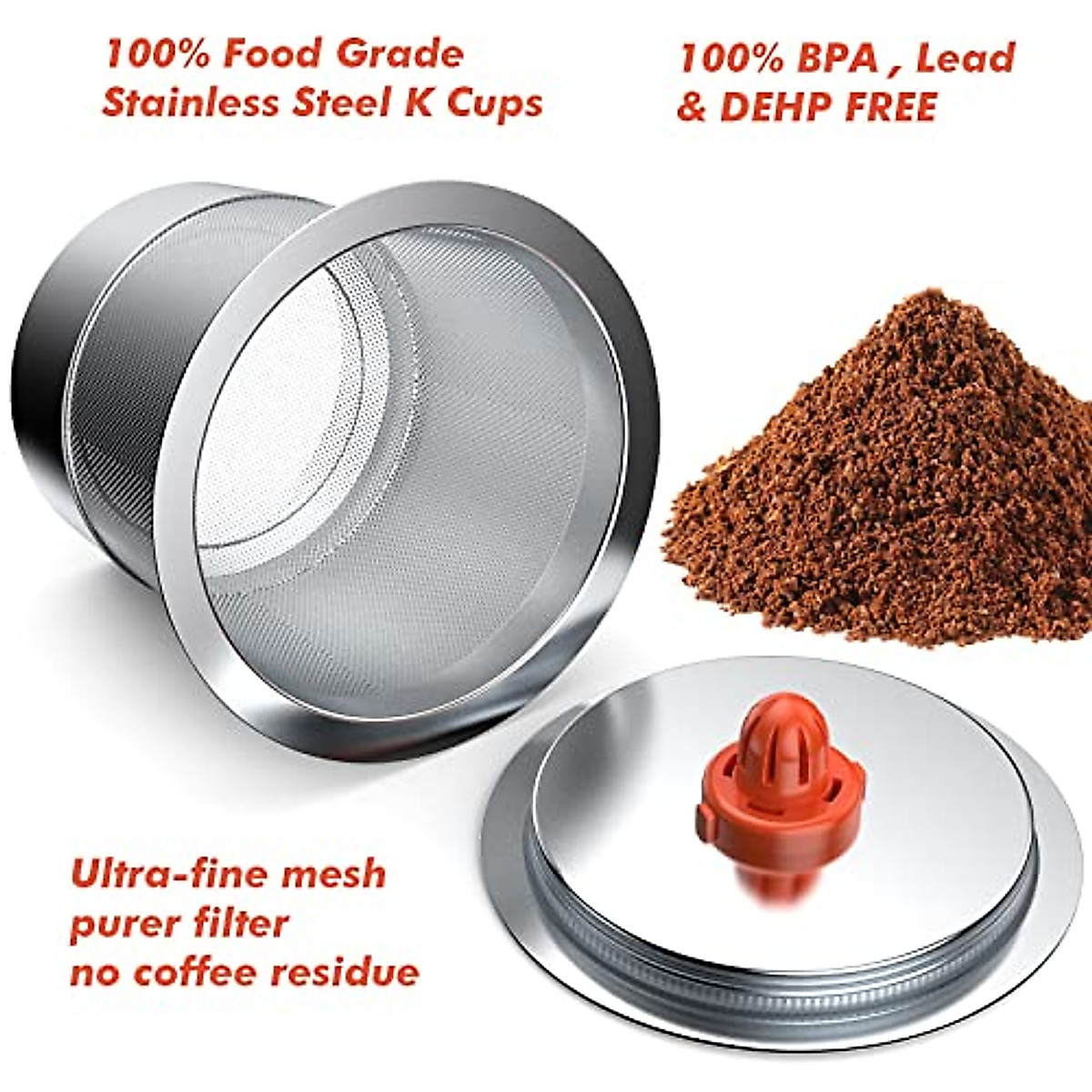 Reusable K Cups For Keurig | keurig reusable coffee pods Compatible with 1.0 and 2.0 Keurig Single Cup Coffee Maker Stainless Steel K Cup,BPA Free(2 pack)