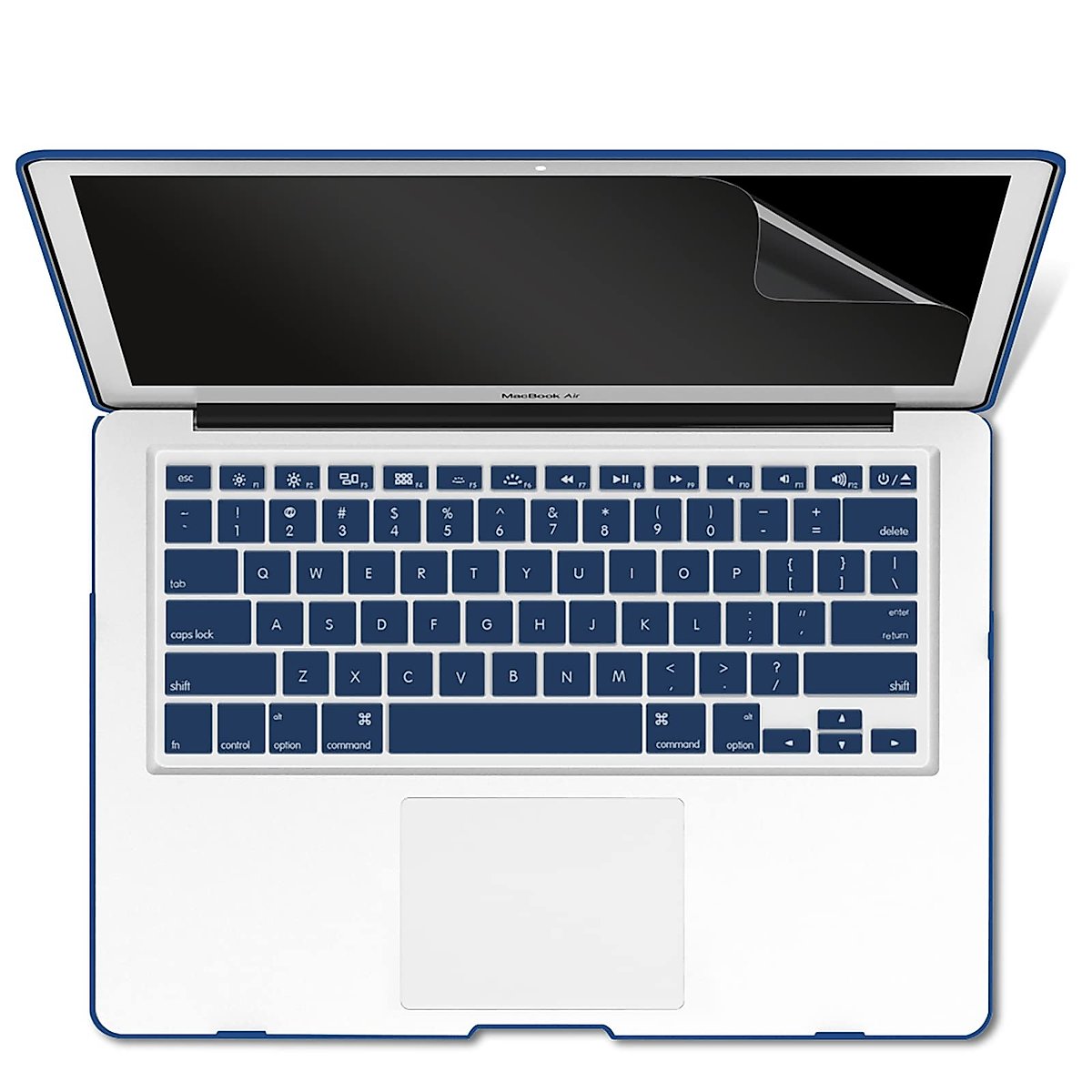 IBENZER Compatible with Old Version MacBook Air 13 Inch Case (2017-2010 Release), Models: A1466/A1369, Plastic Hard Shell Case with Keyboard & Screen Cover for Mac Air 13, Navy Blue, A13NVBL+2