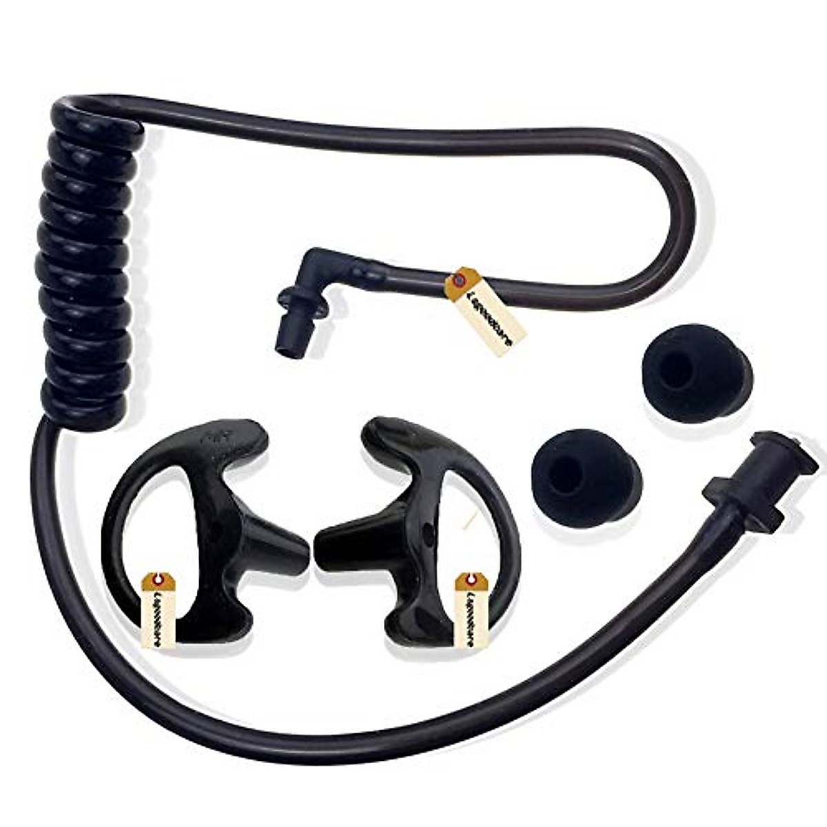Replacement Acoustic Tube with Earbud Compatible for Motorola Kenwood Midland Two Way Radio- Lsgoodcare Replacement Coil Tube Black +2 Way Radio Open Ear Insert Earmold Ear Bud Ear Piece Medium Black