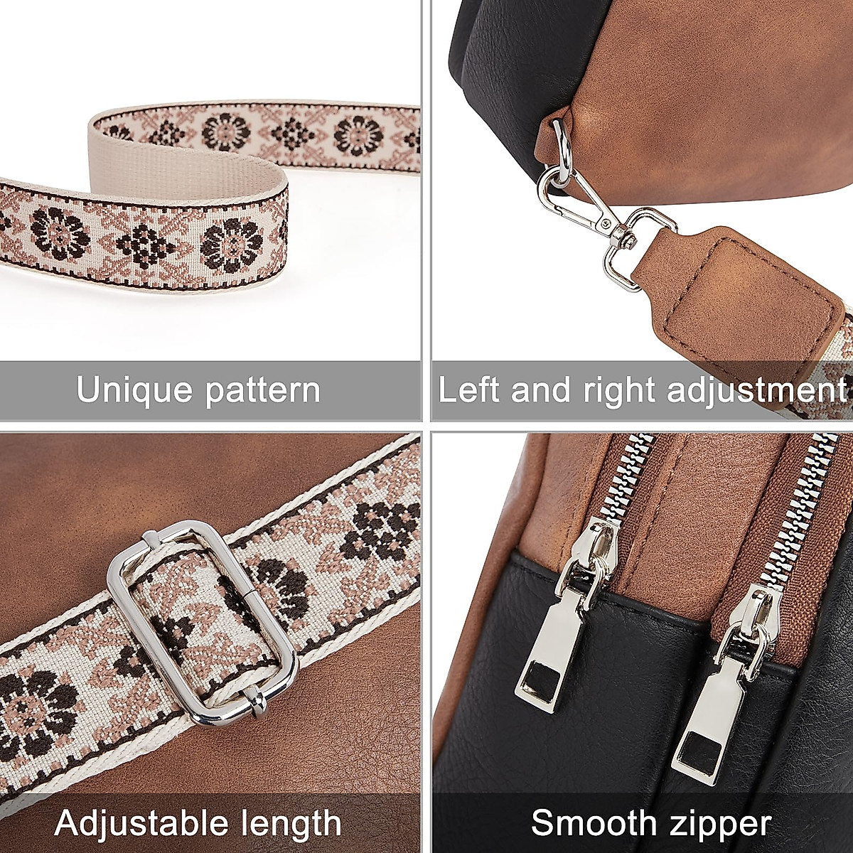 CLUCI Sling Bag for Women,Faux Leather Trendy with Guitar Strap, Crossbody Fanny Pack