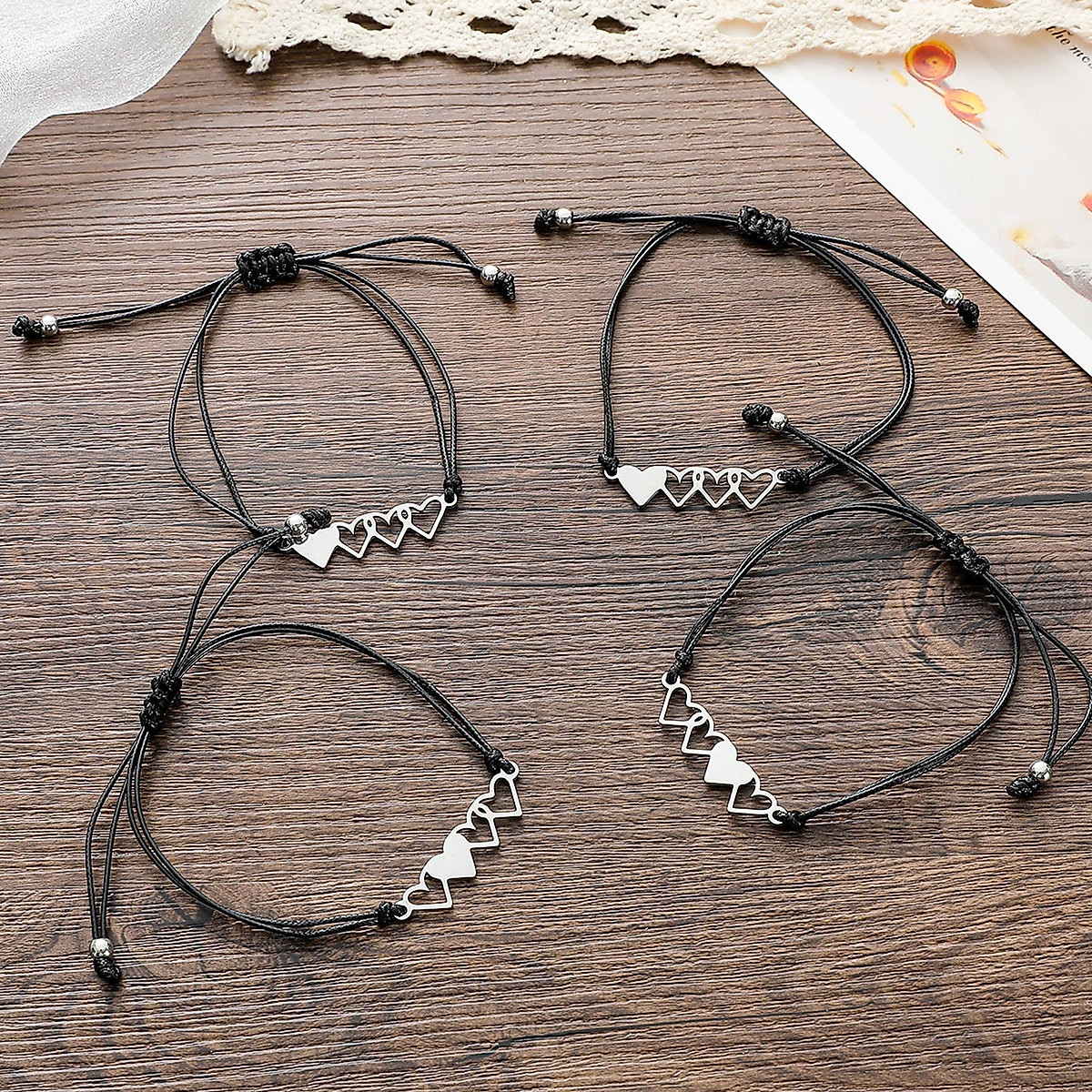 COLORFUL BLING 2/3/4/5 Pcs Best Friends Bracelet Friendship BFF Bestie Matching Heart Long Distance Bracelets Gift for Women -Style 3