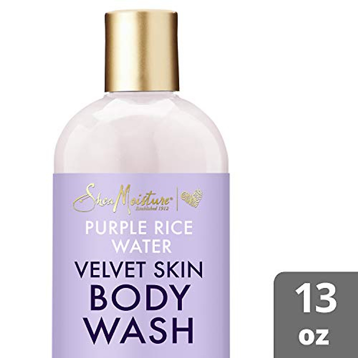 SheaMoisture Velvet Skin Body Wash for Dry Skin Purple Rice Water with Shea Butter 13 oz