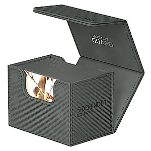 Ultimate Guard Sidewinder 80+, Deck Box for 80 Double-Sleeved TCG Cards, Grey, Magnetic Closure & Microfiber Inner Lining for Secure Storage