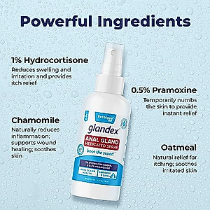 Glandex Medicated Dog Anal Gland Spray - Pain Relieving & Anti-Itch Formula to Soothe Inflamed Anal Glands in Dogs & Cats - Fast Acting Clinical Formula - Vet Recommended - Boot The Scoot (4oz)