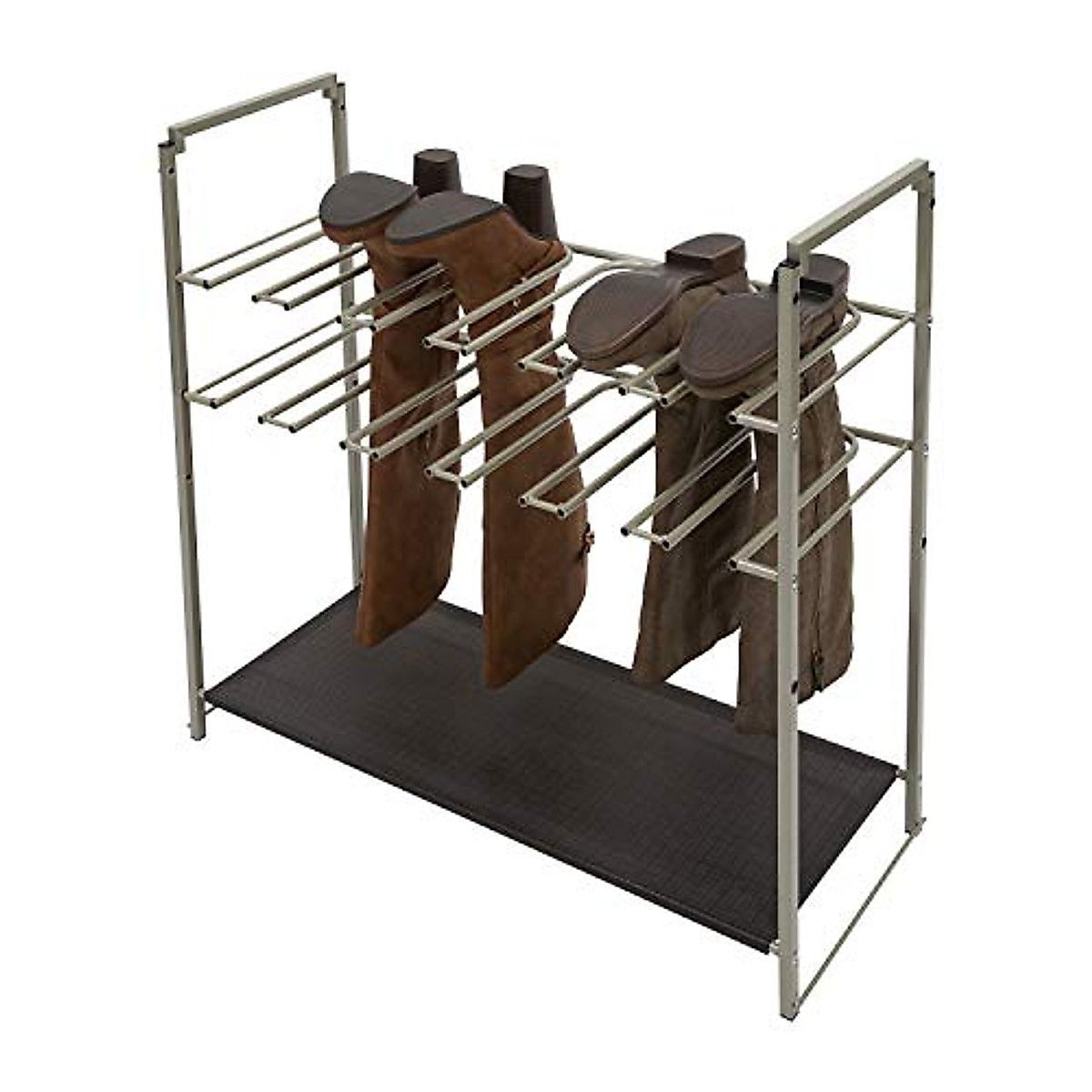 Organize It All 6 Pair Boot Rack | Dimensions: 27.76 x 10.63 x 25.12 | Stackable | Space Saving | Closet Storage |Durable| Sliver | Brown