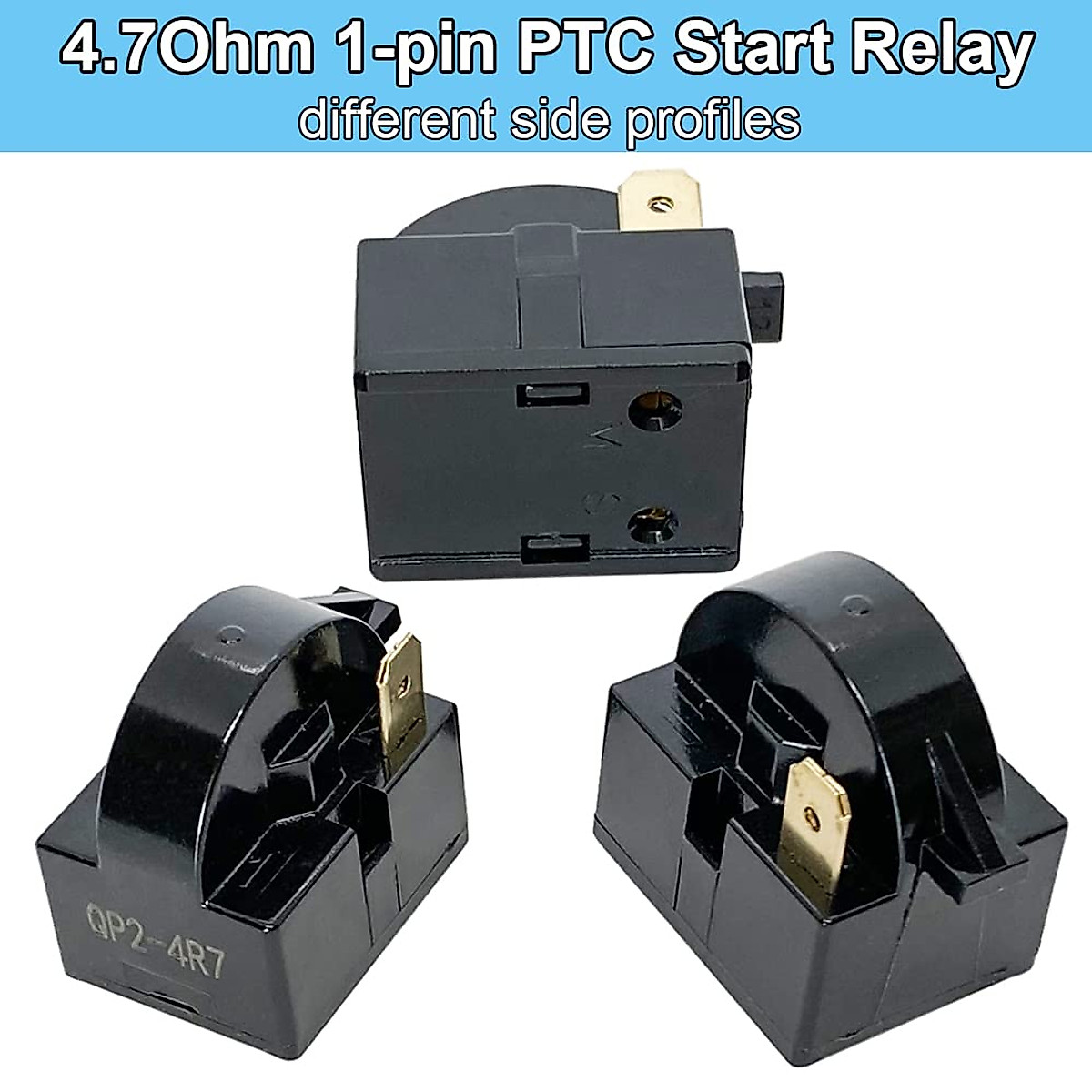 QP2-4.7 /4R7 1 Pin Refrigerator Starter PTC Start Relay w/ 6750C-0005P Refrigerator Overload Protector, Compatible with Kenmore Vissani LG Refrigerator Compressor for Mini Fridges, Wine/Beer Coolers