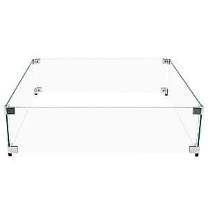 Celestial Fire Glass 18" Square Drop-in Burner Pan and Glass Flame Guard Bundle