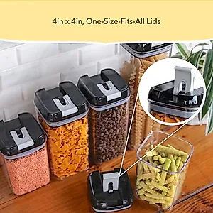 Simply Gourmet Food Storage Containers for Kitchen Organization - Pack of 6 （1.2L/5 Cups） BPA-Free Airtight Organizers for Flour, Sugar, Coffee & More - Includes Label & Marker