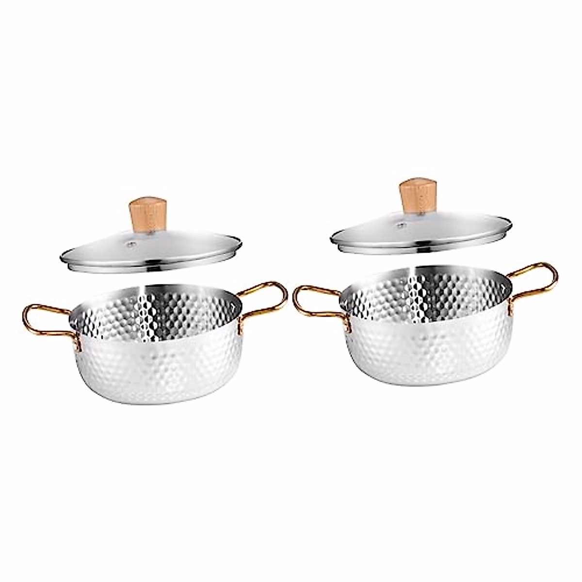 YARNOW 2pcs Korean Ramen Pot Cooking Pan with Lid Stainless Steel Saucepan Korean Pot Instant Noodles Pot Ramen Pot for Cooking Stainless Steel Silver Stew Pot Cookware Practical Pot Milk