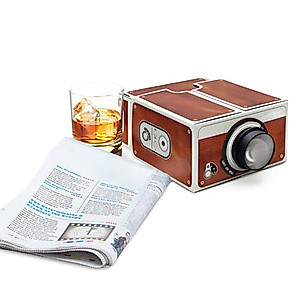 Shentesel Smart Phone Projector Mini DIY Cardboard Home Cinema Theater Vintage Portable - Coffee