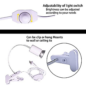 Reptile Heat Lamp, UVB Bulb, UVB Reptile Light Fixture, UVA UVB Reptile Light, Aquatic Turtle Heating Lamp, Turtle Aquarium Tank Heating Lamps Holder & Switch with 4 Heat Bulbs-White