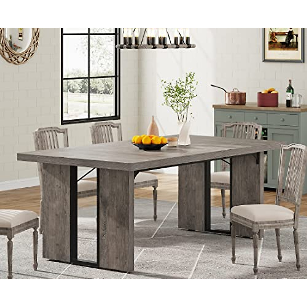Tribesigns 71" Large Dining Table for 6 to 8 People, Rustic Farmhouse Style Dinner Table, Rectangular Dining Table for Kitchen, Dining Room & Living Room