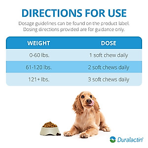 PRN Pharmacal Duralactin Canine Joint Plus - Joint Health Supplement for Dogs & Puppies to Support Healthy Cartilage Levels & Joint Function While Helping Manage Soreness - 60 Soft Chews