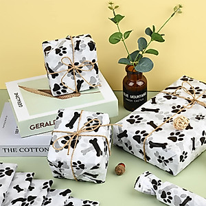 60 Sheets 20 x 20 Inch Dog Paw Print Tissue Paper Puppy Paws Gift Wrap Tissue for Gift Bags Wrapping (Dog Paw)
