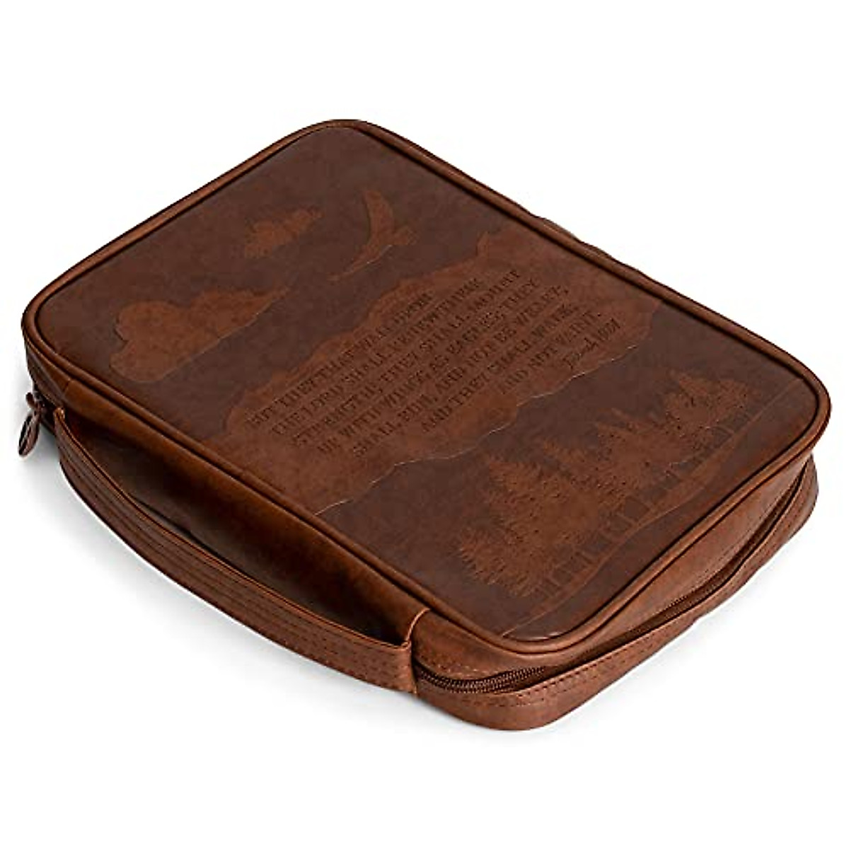Wings of Eagles Scripture Brown Large Print Vinyl Bible Cover with Handle