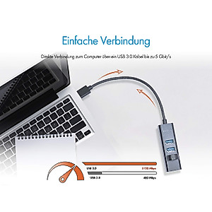 ICY BOX 4 Port USB Hub 3.0 with USB 3.0 Connection Integrated Cable Aluminium Black