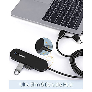 TWOPAN 4 Port USB C Hub with 4 ft Extended Cable, Ultra Slim USB 3.0 Hub for Laptop, High Speed USB Port Splitter for iMac, MacBook Pro/Air, Surface Pro, XPS, Desktop, Flash Drive, Mobile HDD, Printer