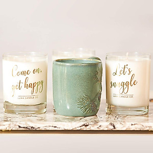 LUNA CANDLE CO. Natural Soy Vanilla Jar Candle, Elegant 11oz. Glass, Slow Burn Up to 110 Hours of Burn Time, Low Smoke, Fresh and Sweet Aromatherapy, Spa- Come On, Get Happy