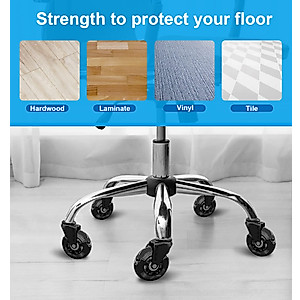 HT PETTER Office Chair Wheels, Universal Rubber Steel Chair casters, 3 inch Heavy-Duty casters,100% No Scratches, Suitable for All Floors, Including Hardwoods and Carpets,Set of 5