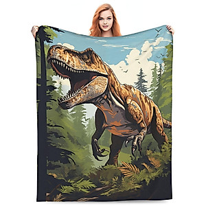 amepay Dinosaur Blanket Gifts for Boys Kids Jurasssic Tyrannosaurus Dino Flannel Throw Blankets for Home Couch Bed Sofa Soft Fuzzy Lightweight Decor All Season 80x60 Inches