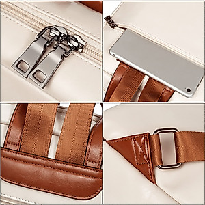 Telena Leather Laptop Backpack for Women 15.6 inch Computer Backpack College Travel Daypack Bag Crocodile Grain