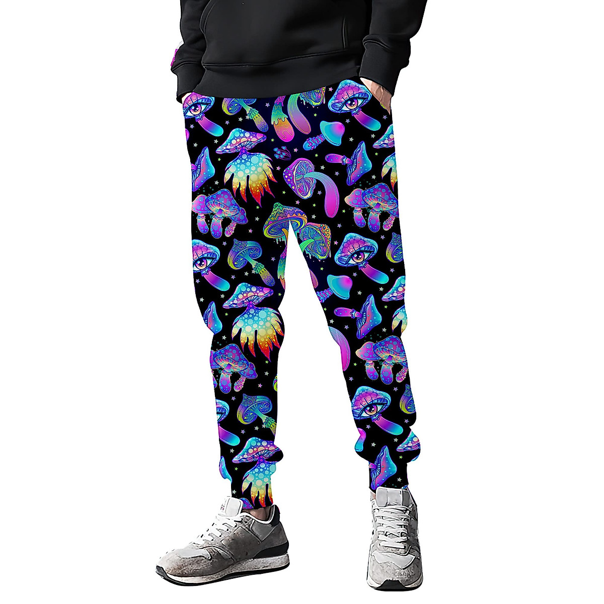 VVGETE Magic Mushrooms Pants 80s Mens Jogger Sweatpants,80s Costumes for Men Track Pants,Mens 90s Outfit