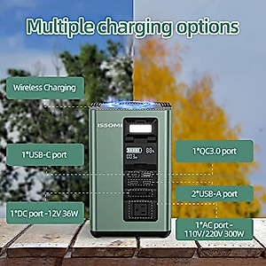 Portable Power Station - 80000mAh Large Capacity, Noiseless,110V/220V/300W AC Port, Water/Dust/Shock Proof Wireless Charging Solar Generator (Solar Panel Not Included), Camping C.P.A.P Emergency