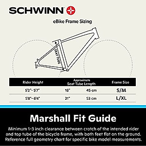 Schwinn Marshall Adult Electric Hybrid Bike, Large/X-Large Step-Over Frame, 7 Speed, 27.5-Inch Wheels, Matte Grey