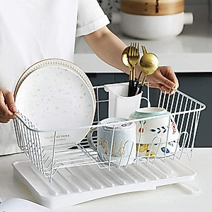 Plate Rack Draining Dish Rack Dish Drying Rack Dish Rack Drainer Sink Side Dish Rack With Removable Utensil Holder for Kitchen Countertop Pan Plate Holder