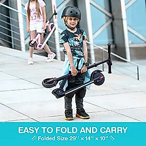 SmooSat PRO Electric Scooter for Kids Ages 8+ 130W, Colorful Rainbow Lights, 5/8/10 MPH, 60 min Ride Time, LED Display, Adjustable Height, Foldable E-Scooter for Kids and Teens, Black