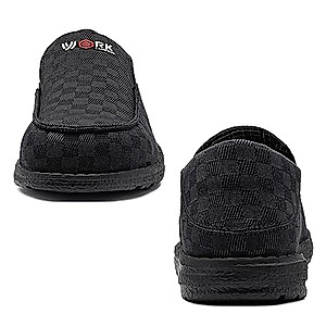 LARNMERN Slip On Steel Toe Shoes Loafers Men Lightweight Walking Sneakers Steel Toe Loafers(7.5 Men, Black)
