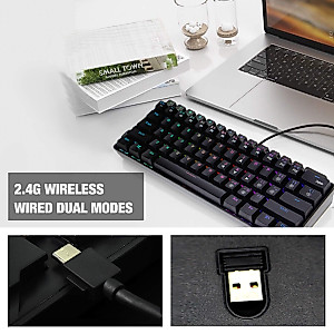 eirix Wireless/Wired Mechanical Keyboard, Compact Full Keys Programmable Gaming/Office Keyboard with RGB Backlight for Mac/PC/Laptop