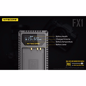 Nitecore FX1 2-Slot Digital Charger and NC-BP004 Battery Bundle Compatible with Fujifilm NP-W126 and NP-W126S Batteries