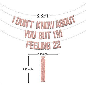 I Don't Know About You But I'm Feeling 22 Banner,I'm Feeling 22 Banner,22nd Birthday Party Decorations,Funny Happy 22nd Birthday Party Decor,Cheers to 22 Years Old Anniversary Party Supplies Rose Gold