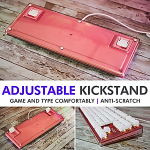 Tilted Nation Pink Mechanical Keyboard TKL - Acrylic Housing, Aluminum Plate, 87 Crystal Keys - USB Wired Tenkeyless Keyboard with Brown Switches (Outemu) - Work and Play - TKL Gaming Keyboard RGB