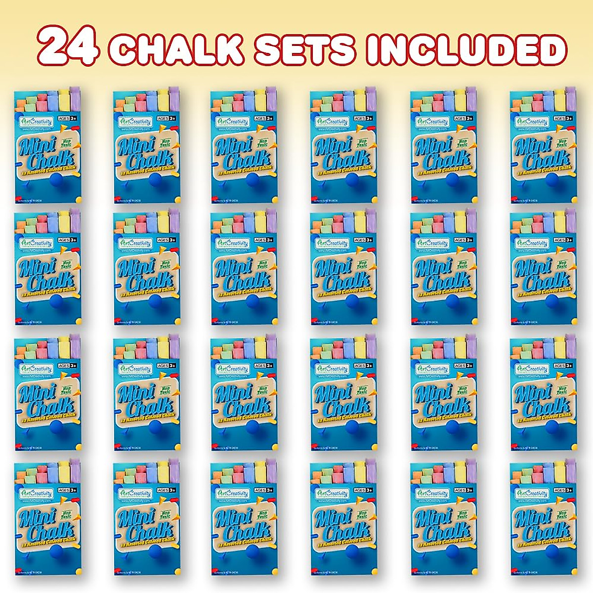 ArtCreativity 288 Count Mini Chalk Set for Kids (24 Boxes) Non-Toxic Art and Craft Supplies, Chalks School Supplies, Birthday Party Favors for Boys and Girls, Goody Bag Fillers, Classroom Gift
