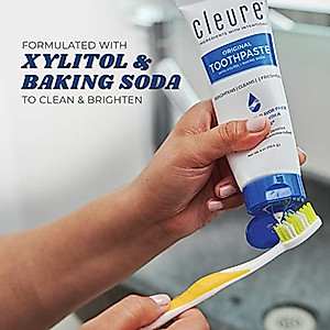 Cleure Original Natural Toothpaste - Flavor-Free, Fluoride-Free - Helps Whiten - with Xylitol for Fresh Breath - Natural Great Taste for Children & Adults - Mint-Free (4oz Tube)