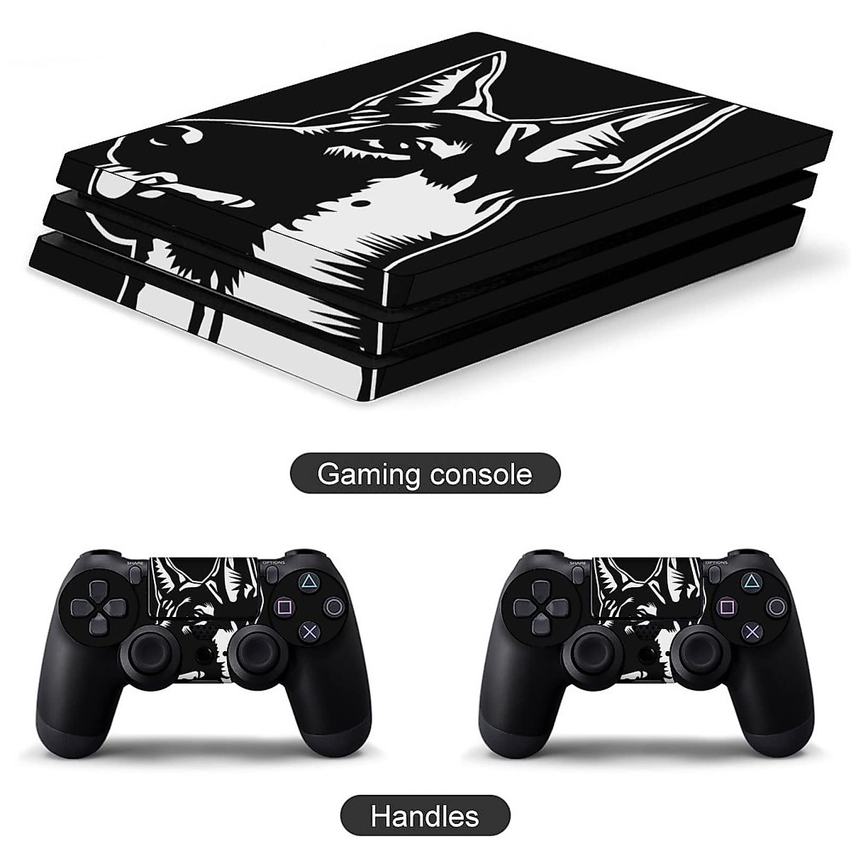 German Shepherd Head Decal Cover Sticker for PS-4 Slim PS-4 Pro Decal Sticker Compatible with PS-4 Controller Funny