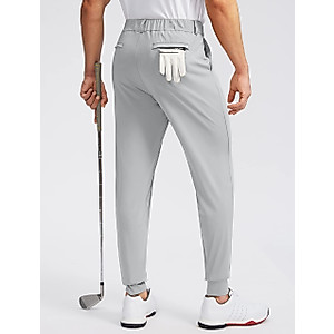 Men's Golf Joggers Pants with 5 Pockets Slim Fit Stretch Sweatpants Running Travel Dress Work Pants for Men(Halo Gray, Medium