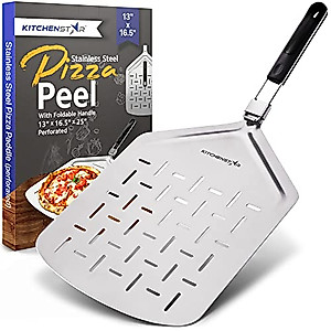 KitchenStar Pizza Cutter Rocker 16 inch + Pizza Paddle with Folding Handle (13 x 16.5") - Pizza Making Set Bundle