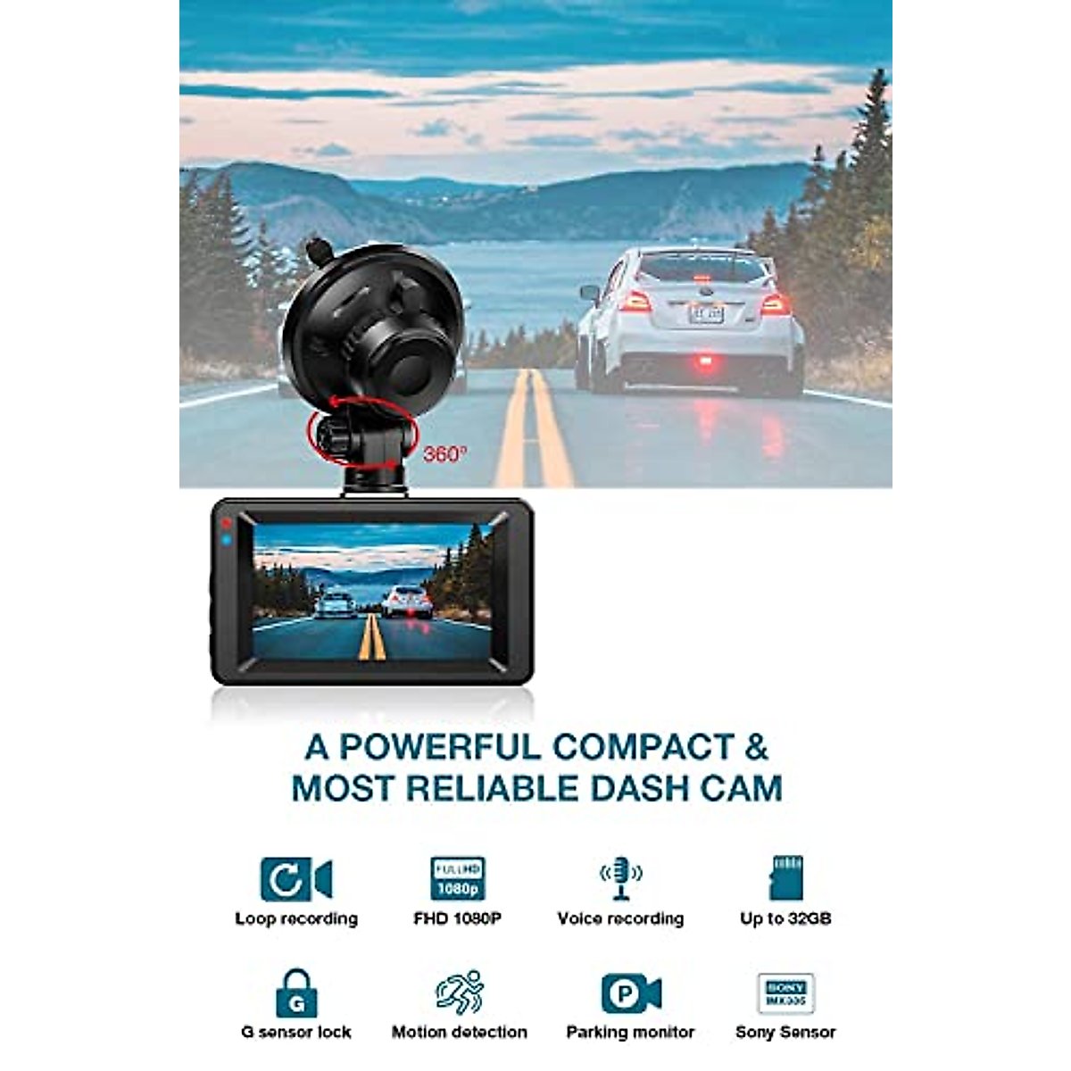 Dashcam【2022 New Version】Dash Camera for cars 1080P Full HD DVR Dashboard Camera 3"IPS Screen Driving Recorder 170°Wide Angle Lens Night Vision G-Sensor Loop Recording Motion Detection Parking Monitor