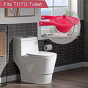 iFealClear Toilet Flappers Compatible with TOTO Flapper Model THU138S, Replaces 3-Inch Flappers Long Lasting Rubber Seal Water Saving- Including Stainless Steel Chain and Hook, Easy to Install, Red