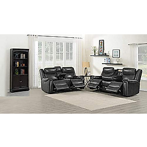 Coaster Furniture Shallowford Upholstered Reclining Power Headrest Loveseat with Console Hand Rubbed Charcoal Love Seats 609322PP