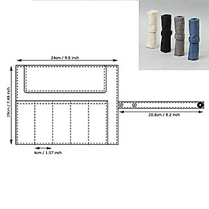 Enyuwlcm Canvas Stationery Handmade Foldable Rollup Pencil Case Travel Pen Holder Wrap Black