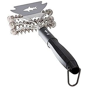 Shark BBQ Tongs and Bristle-Free Grill Cleaner with Scraper - Heavy Duty Barbecue Grilling Tong and Barbecue Cleaning Tool…