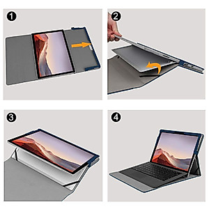 Fintie Case for Microsoft Surface Pro 7 Plus, Surface Pro 7/6/5/4/3 12.3 Inch Tablet - Multiple Angle Viewing Portfolio Business Cover, Compatible w/Type Cover Keyboard, Navy